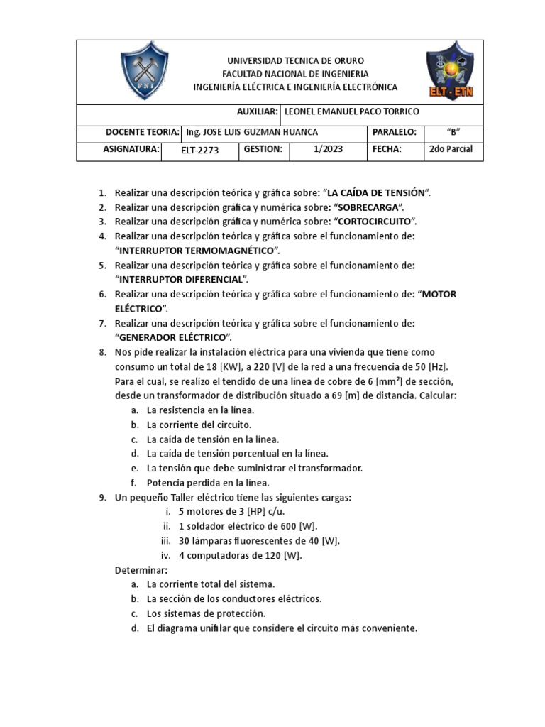 Practica 2 ELT 2273 Oficial | PDF | Corriente eléctrica | Transformador