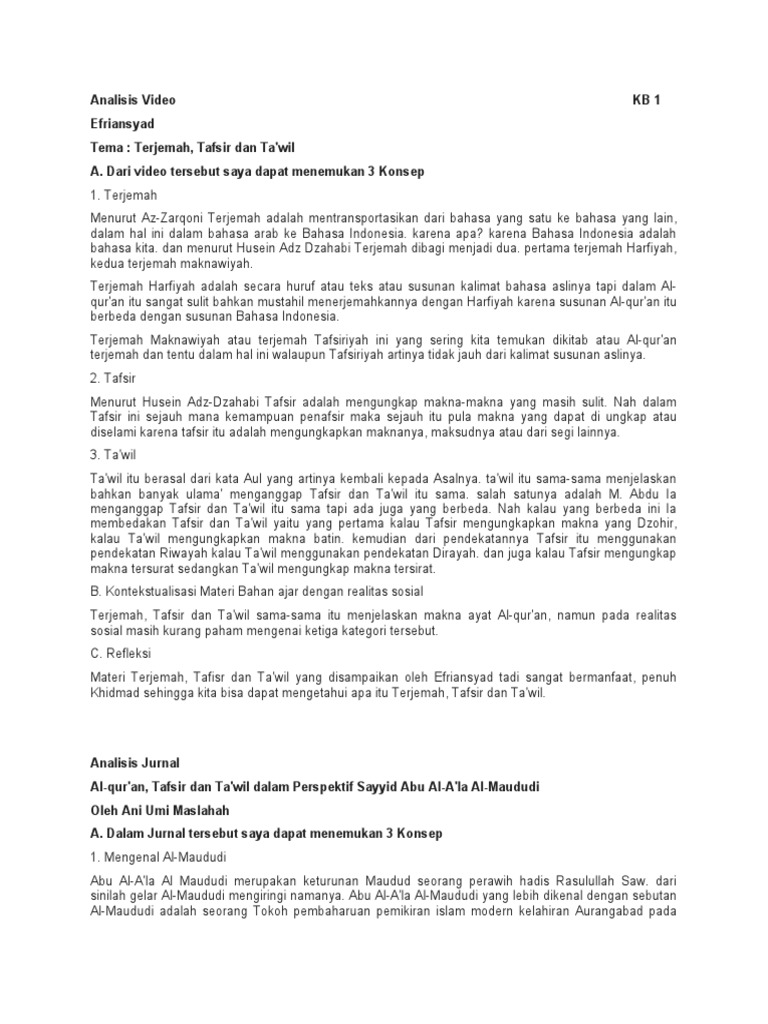 Analisa Bahan Ajar KB 1 Modul 5 | PDF