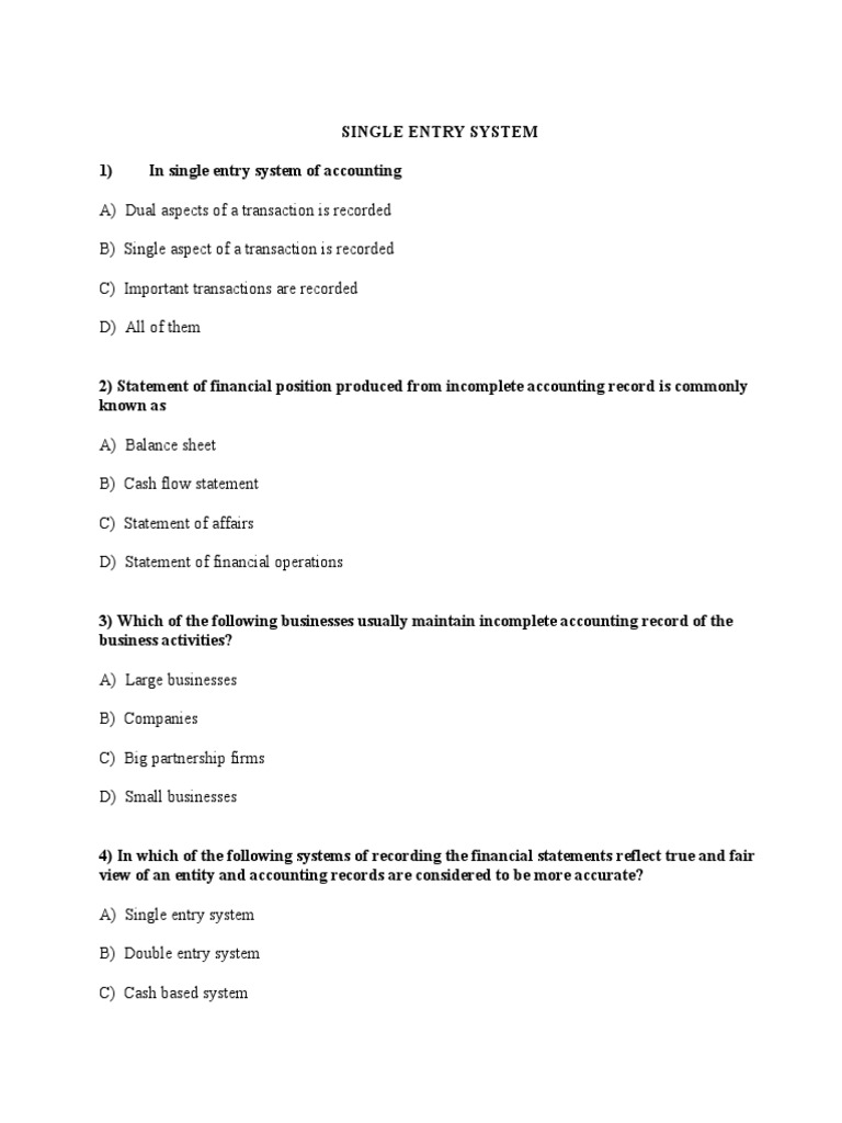 Single Entry System | PDF | Debits And Credits | Net Income