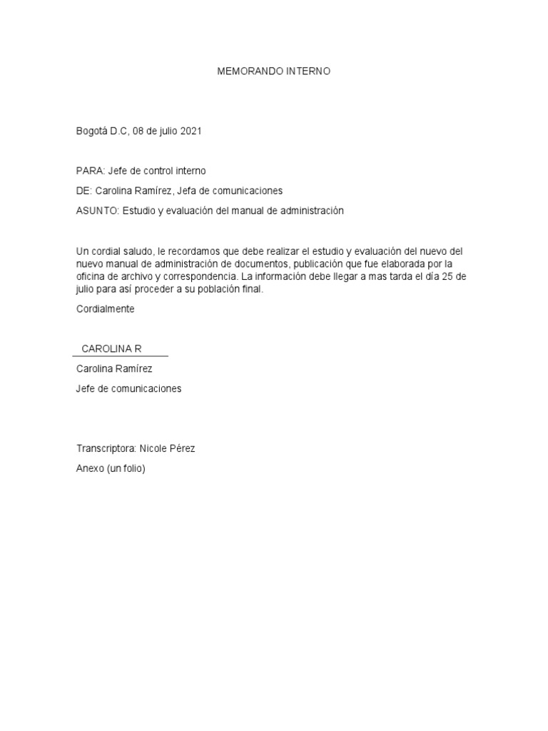 Memorando Interno | PDF