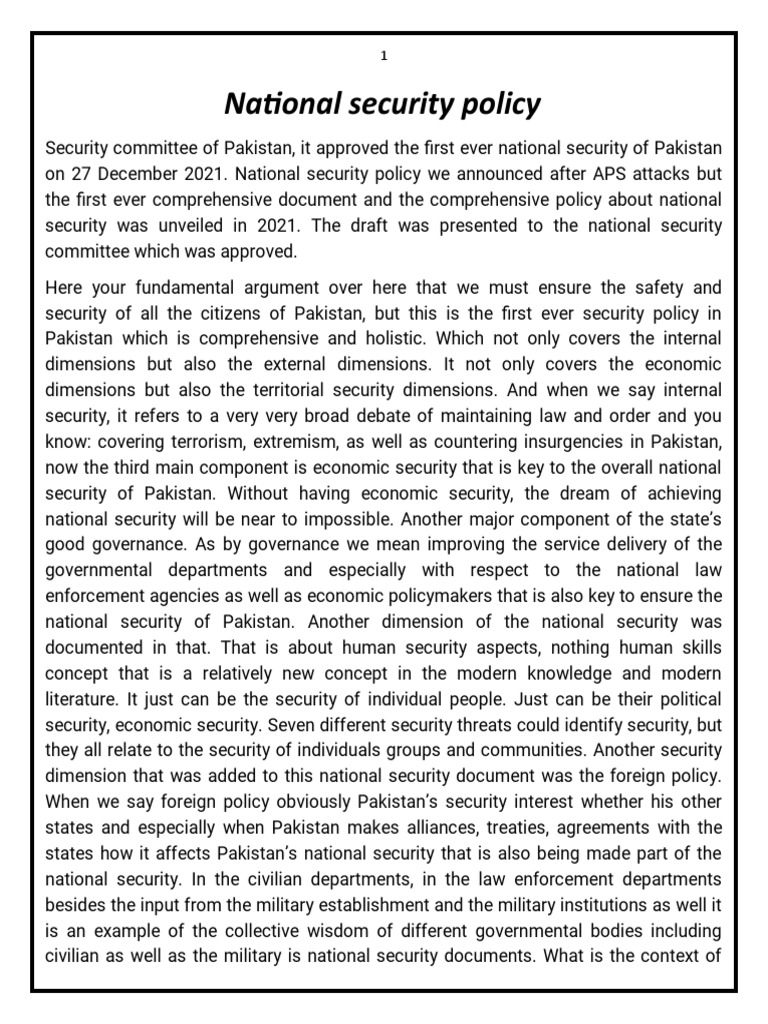 National Security Policy | PDF