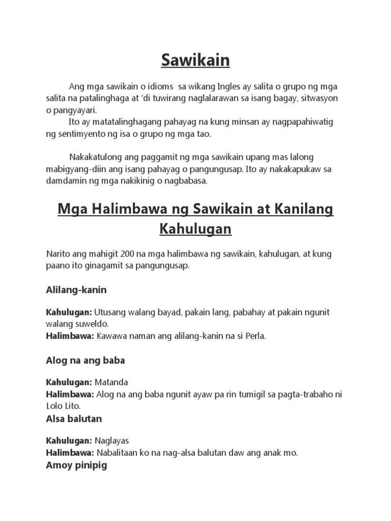 Sawikain | PDF