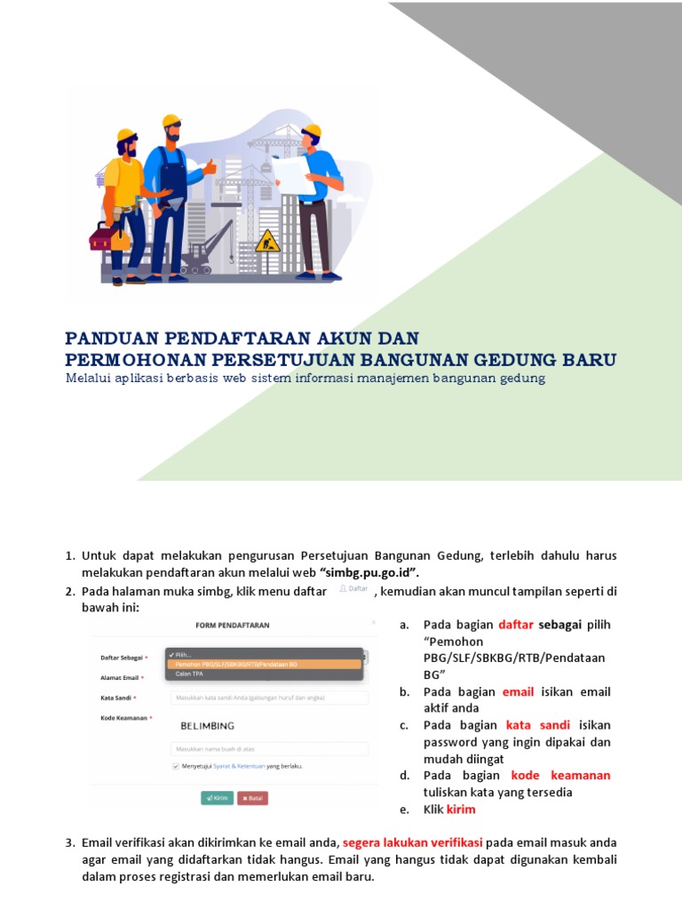 Panduan Pendaftaran SIMBG PBG Online | PDF