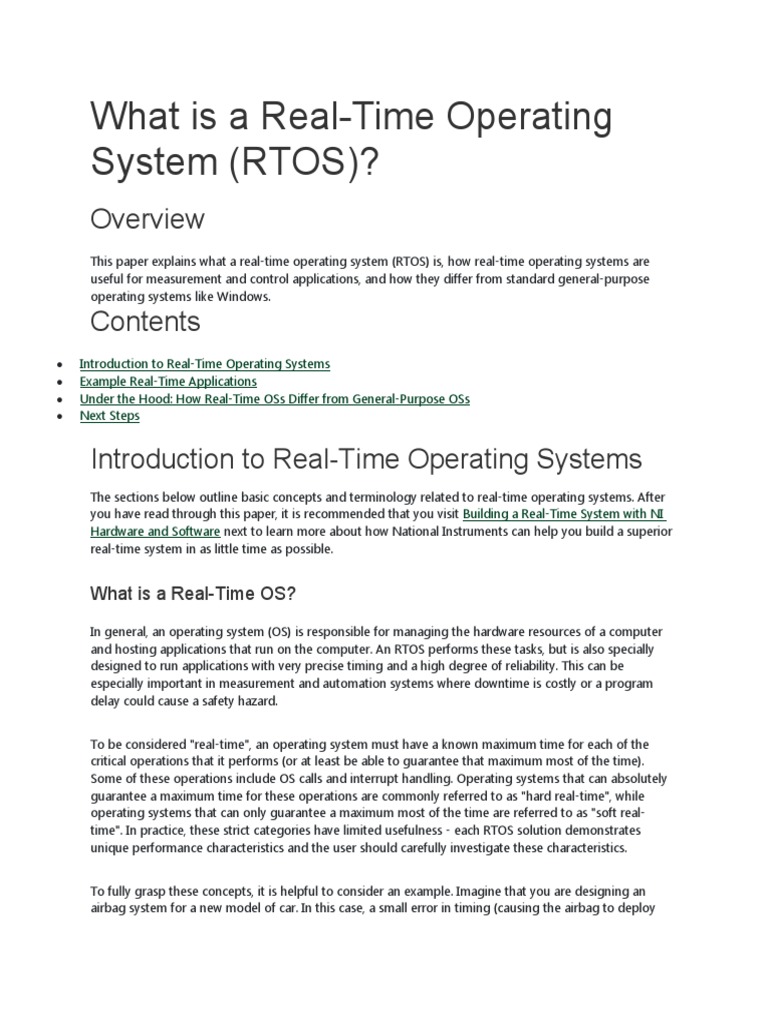 RTOS | PDF | Operating System | Real Time Computing
