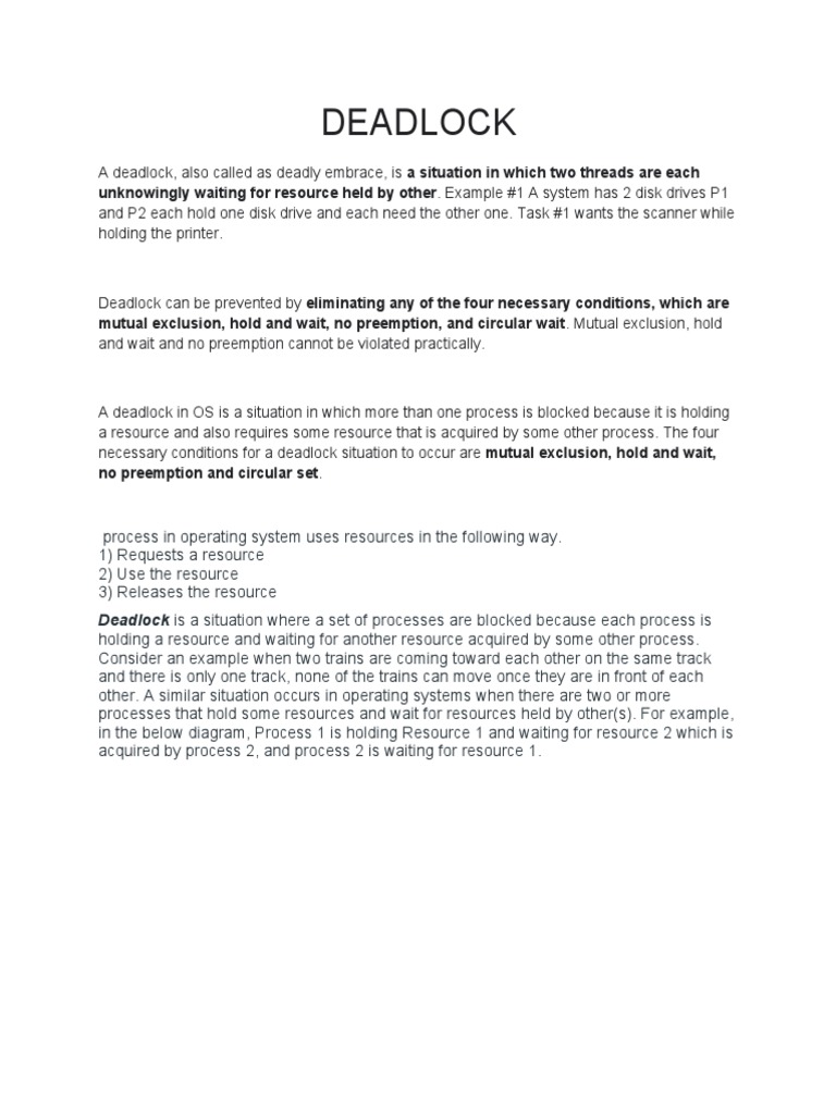 Deadlocks in OS | Download Free PDF | Process (Computing) | System Software