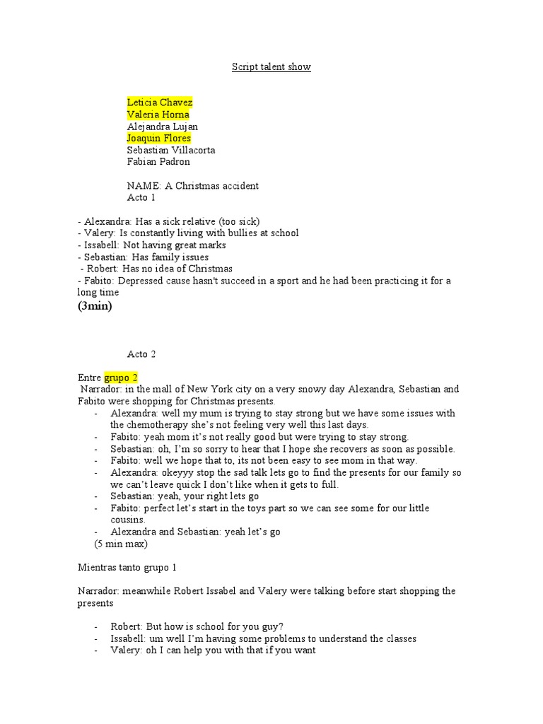 Script Talent Show | PDF