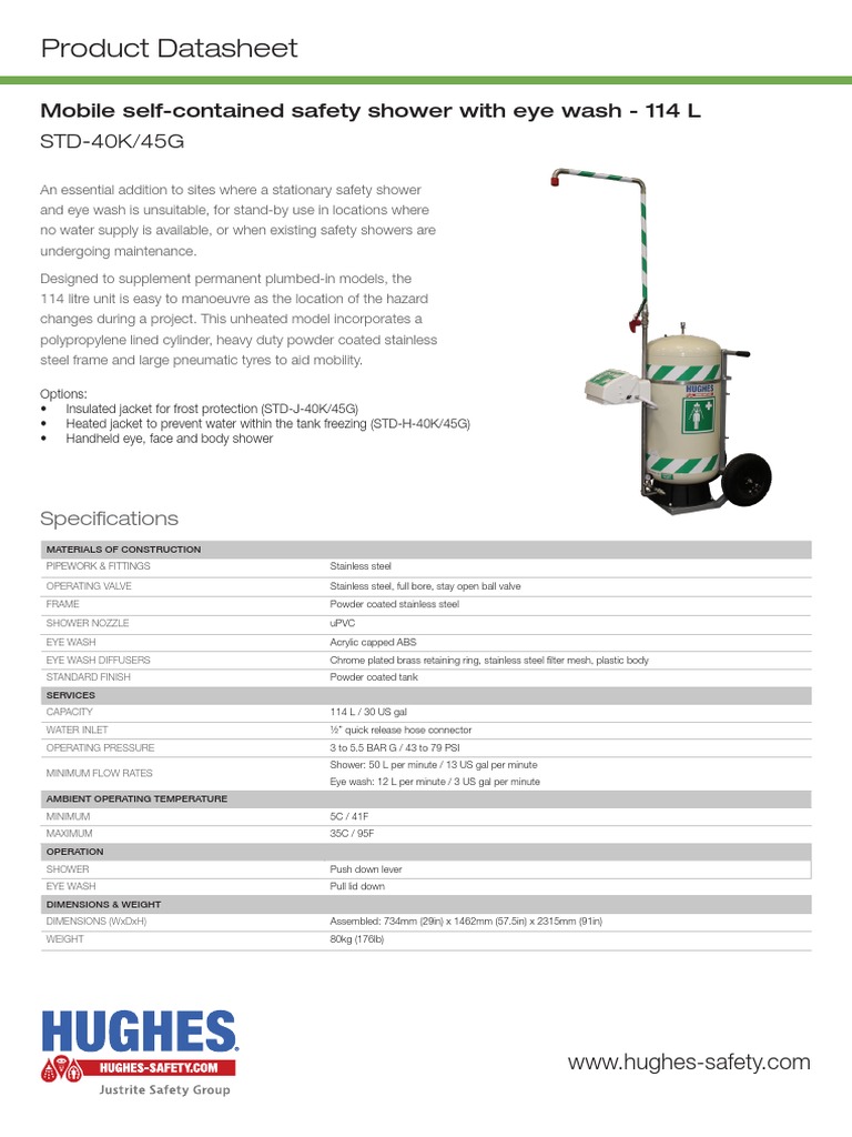 Product Datasheet: Mobile Self-Contained Safety Shower With Eye Wash ...