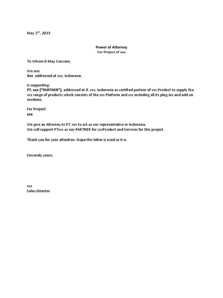 Power of Attorney Template | PDF