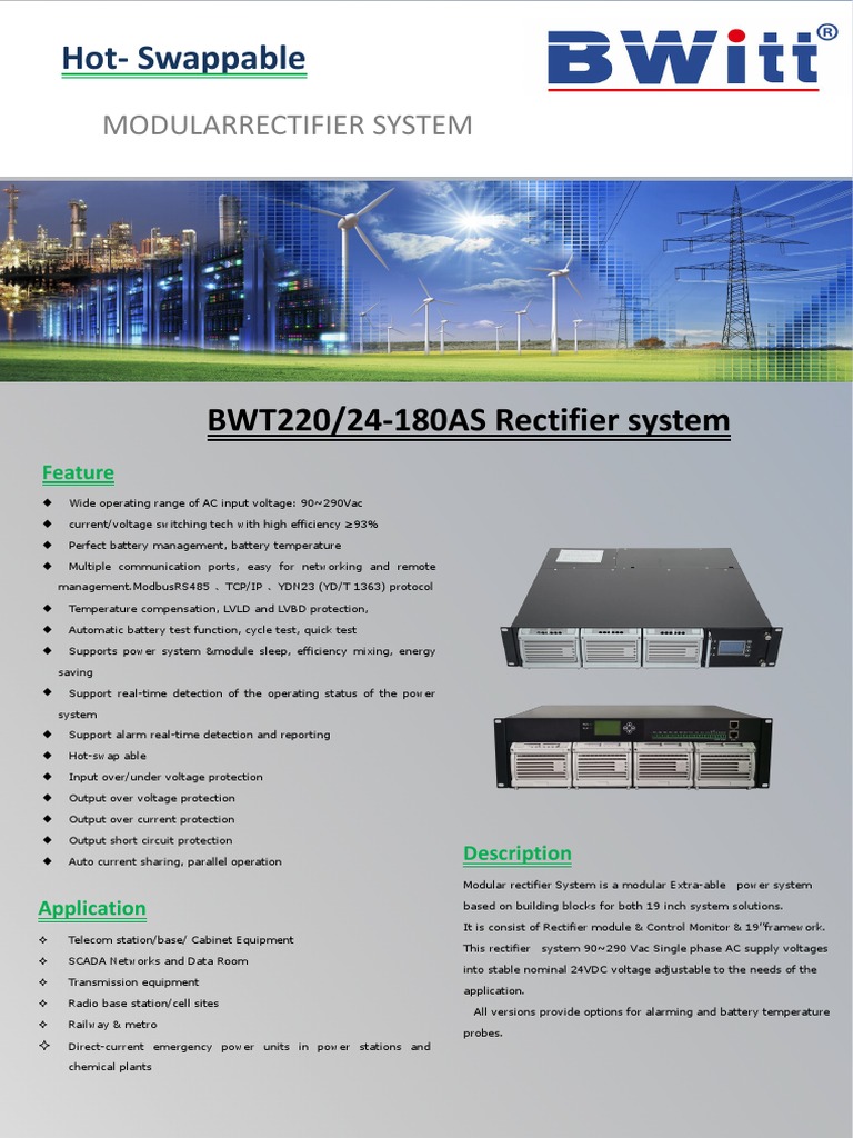 24VDC Modular Rectifier System BWT220 | PDF | Rectifier | Alternating ...