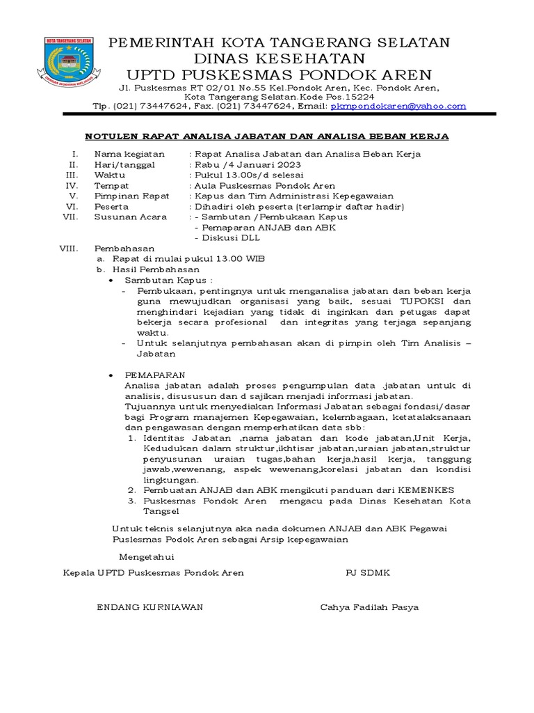 Notulen Anjab Abk | PDF