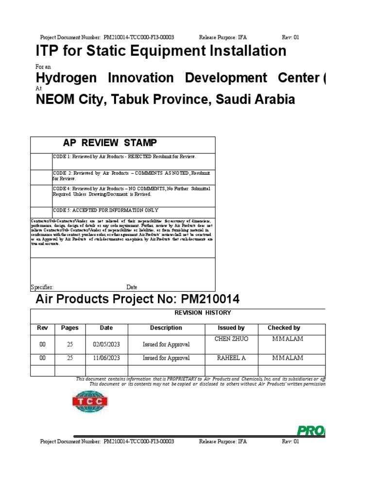 PM210014-TCC000-FI3-00003 - 00 - IFA - ITP For Static Equipment ...