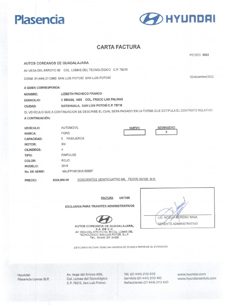 FACTURA AUTOMOVIL | PDF