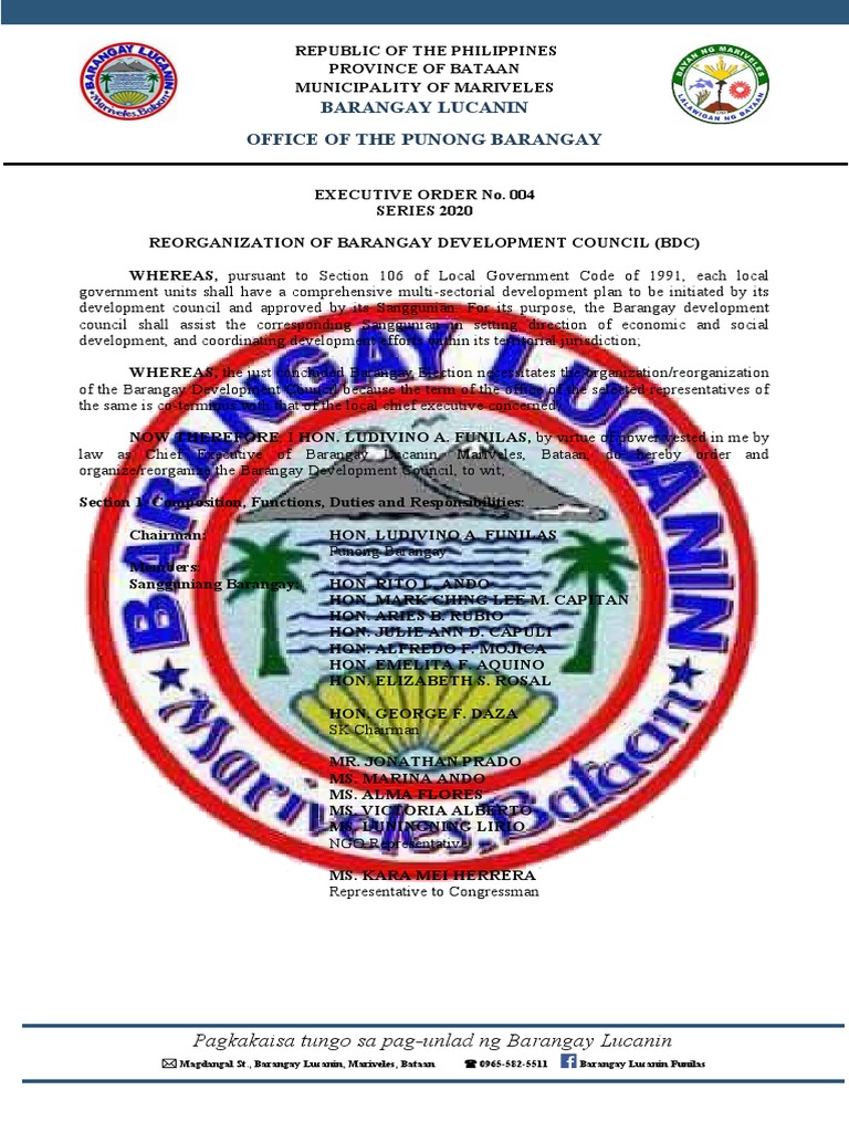 Eo 004 BDC | PDF | Legal Documents | Public Law