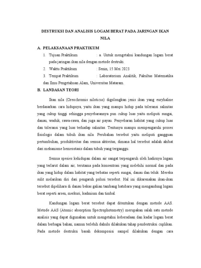 Analisis Logam Berat Ikan Nila | PDF