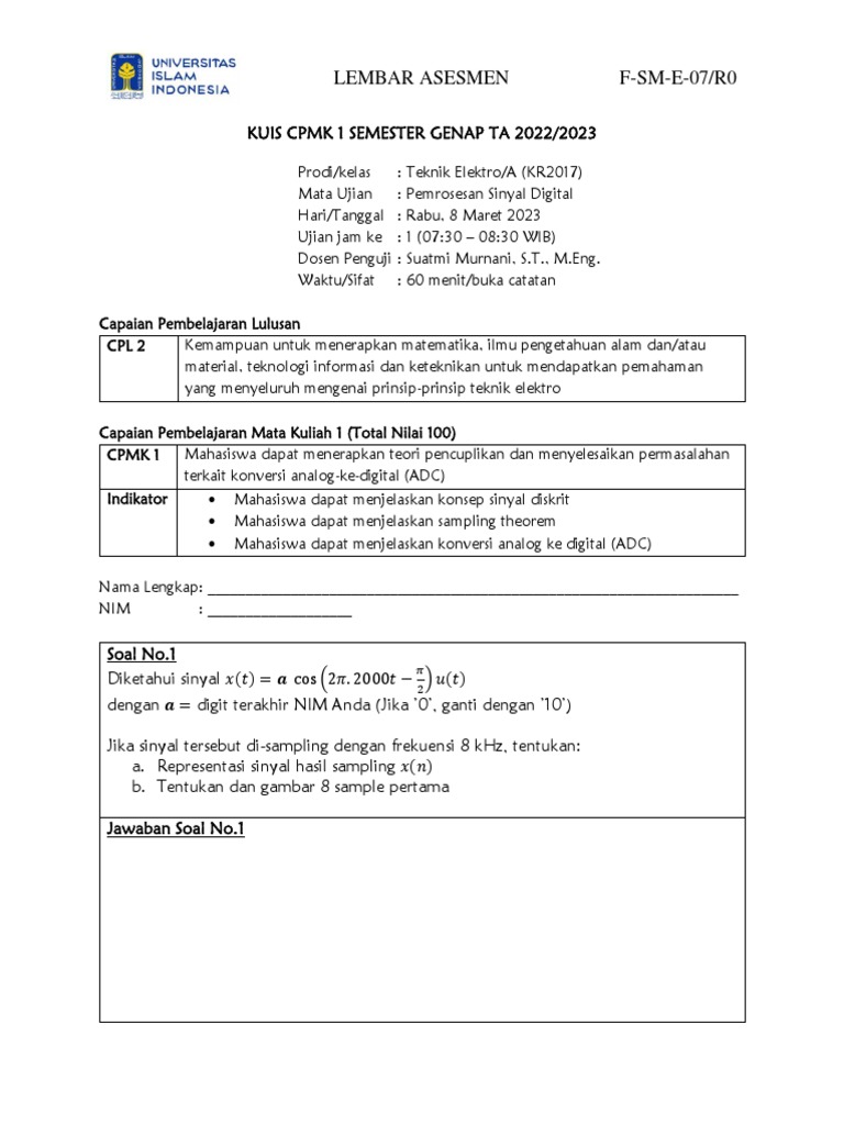Kuis - PSD CPMK 1 | PDF