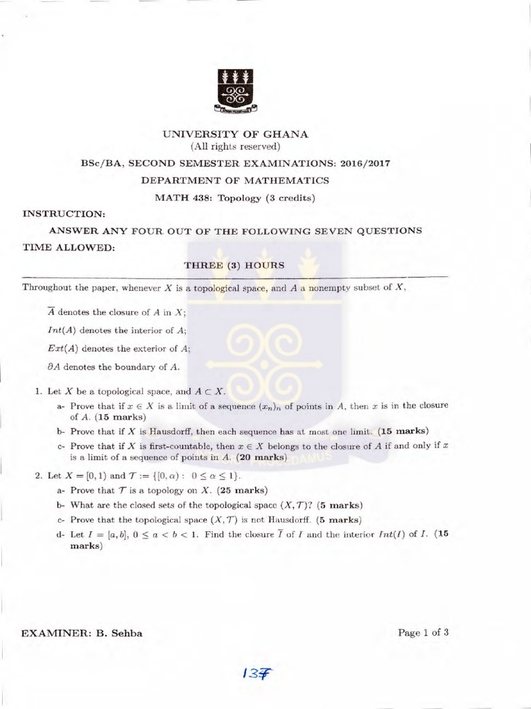 University: of Ghana | PDF | Compact Space | Mathematical Structures