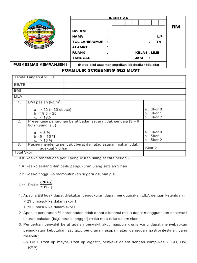 Formulir Screening Gizi | PDF
