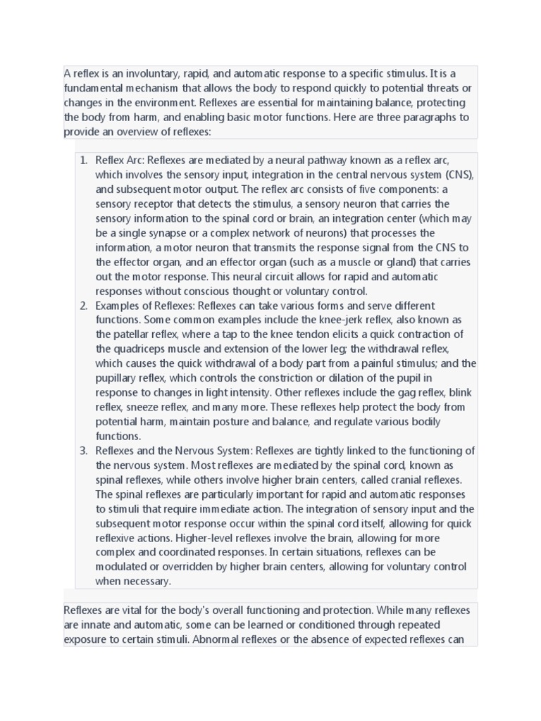 Reflex | PDF | Nervous System | Stimulus (Physiology)