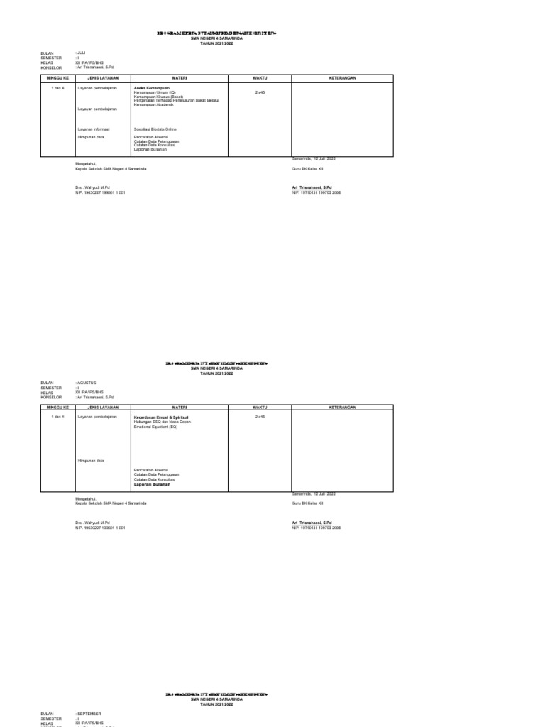 Prota Promes Prombul BK Sma | PDF