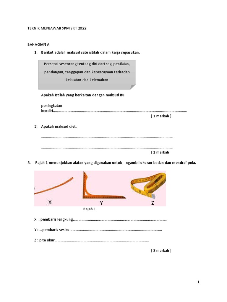Soalan Teknik Menjawab SPM SRT 2022 | PDF