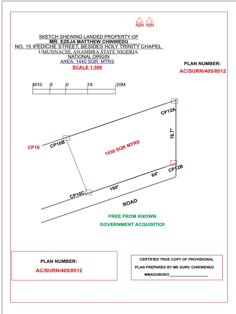 Provisional Land Survey Plan for Ezeja | PDF
