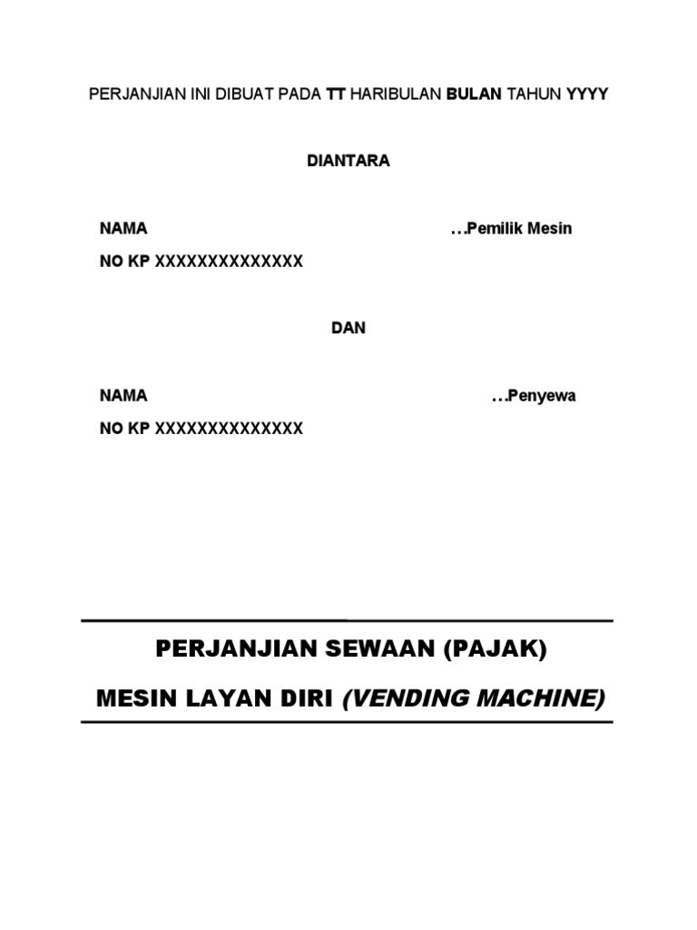 Perjanjian Pajak Vending Machine | PDF