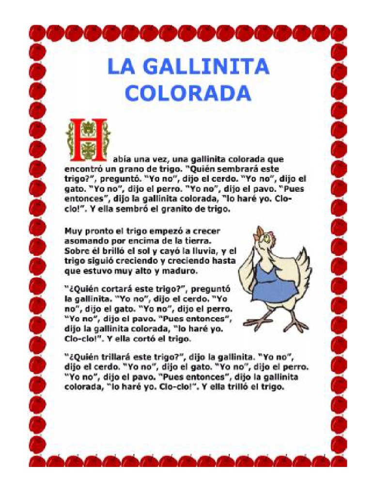 Cuento La Gallinita Colorada 2do Grado- 3-Febrero-2023 | PDF