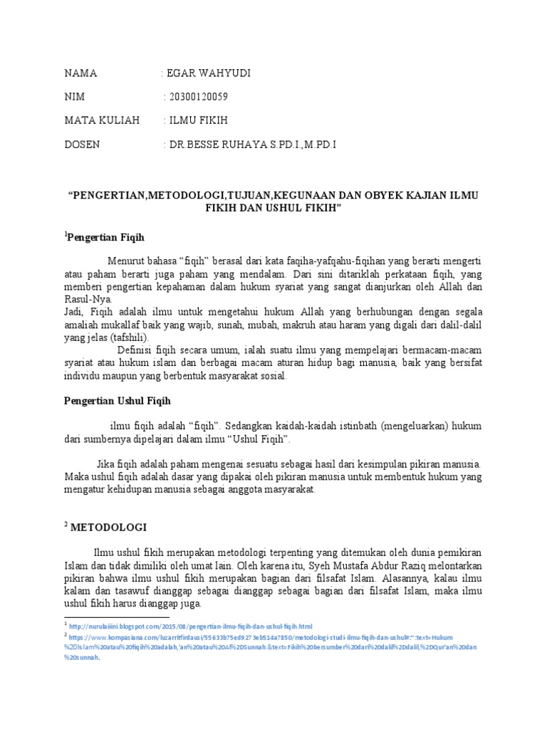 Tugas - Ilmu - Fiqih MPI B EGAR - WAHYUDI 059 | PDF