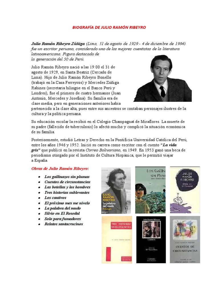 Biografía de Julio Ramón Ribeyro | PDF