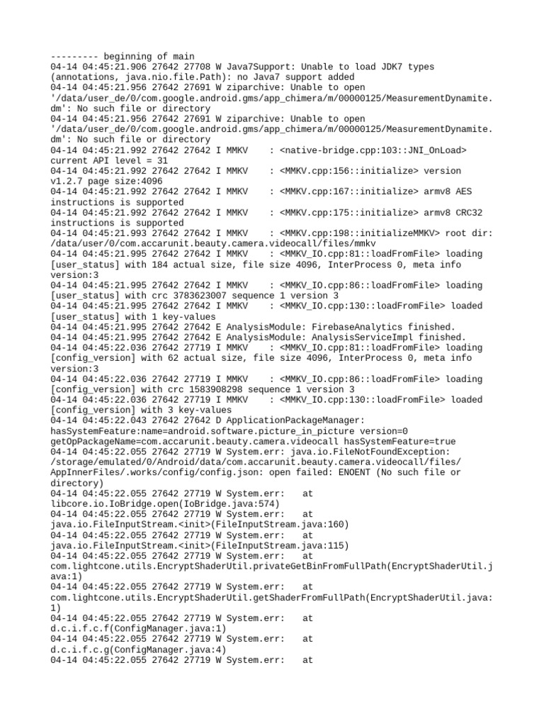 Com - Accarunit.beauty - Camera.videocall Logcat | PDF