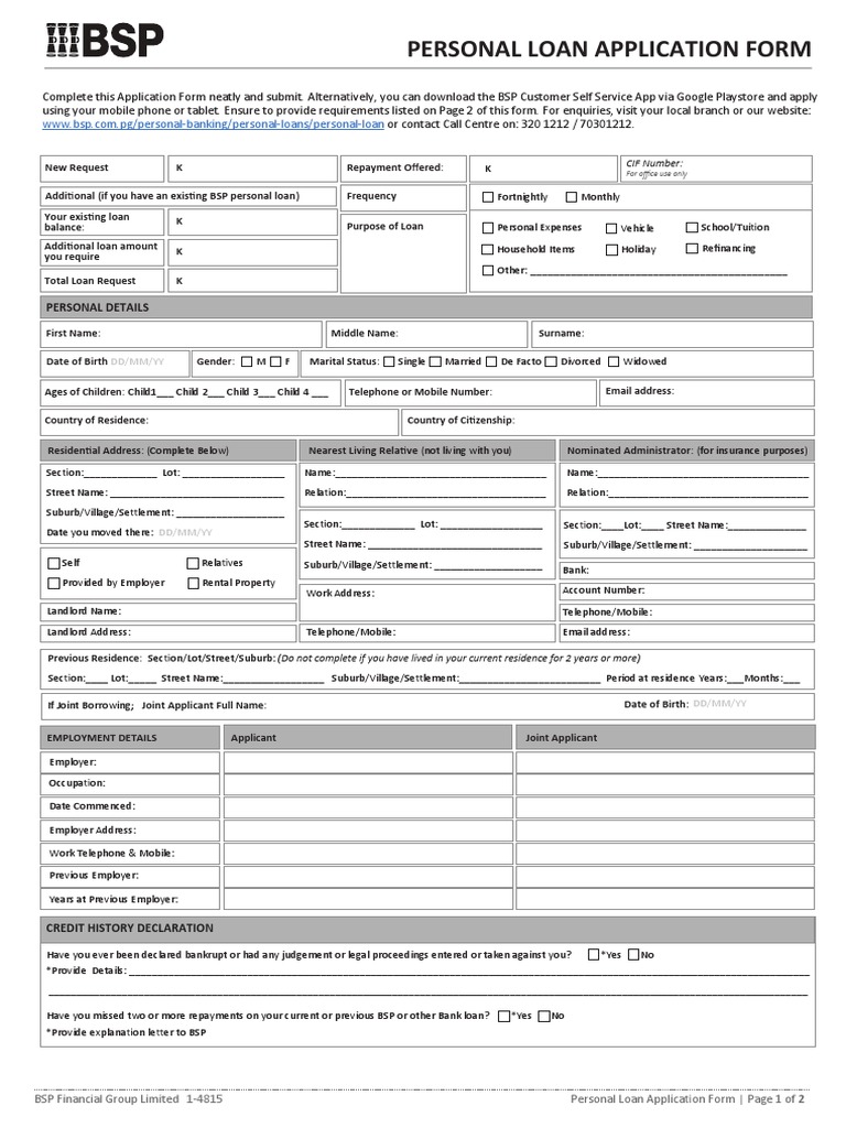 Personal Loan Application Form | PDF