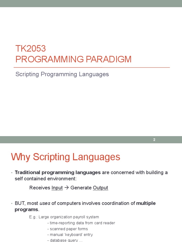LN 1 ScriptingProgrammingLanguages | Download Free PDF | Scripting Language | Programming Language