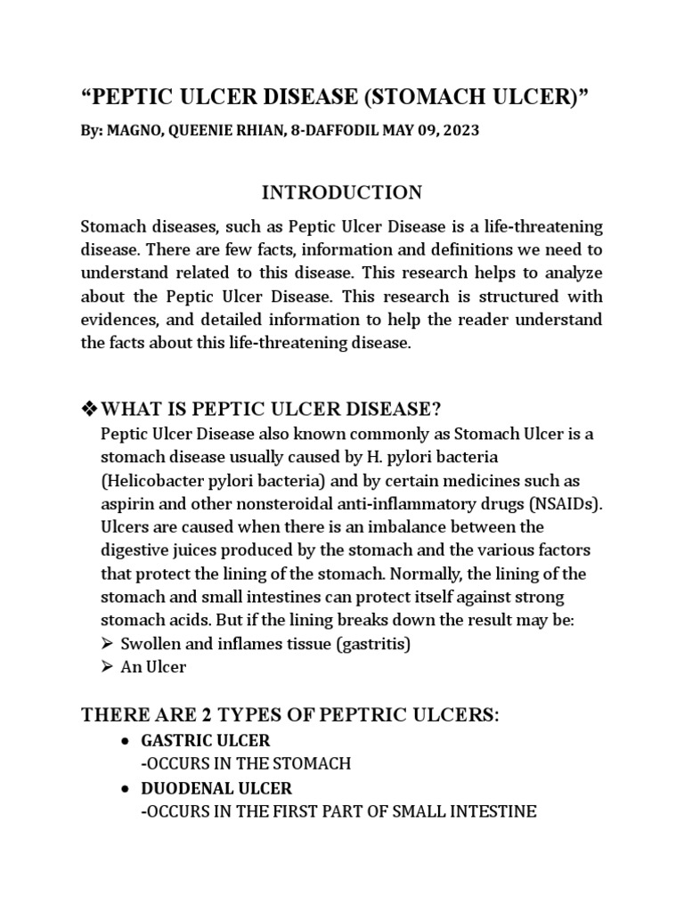 Peptic Ulcer Disease | PDF | Medicine | Epidemiology
