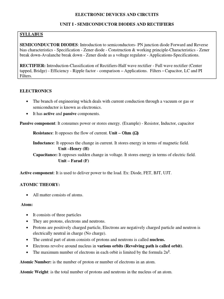 Edca Unit 1 | PDF | Rectifier | P–N Junction
