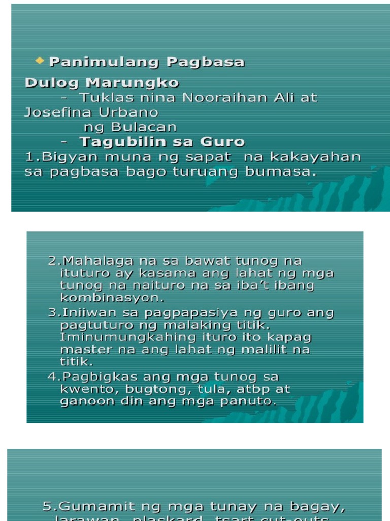 Panimulang Pagbasa Marungko Approach | PDF