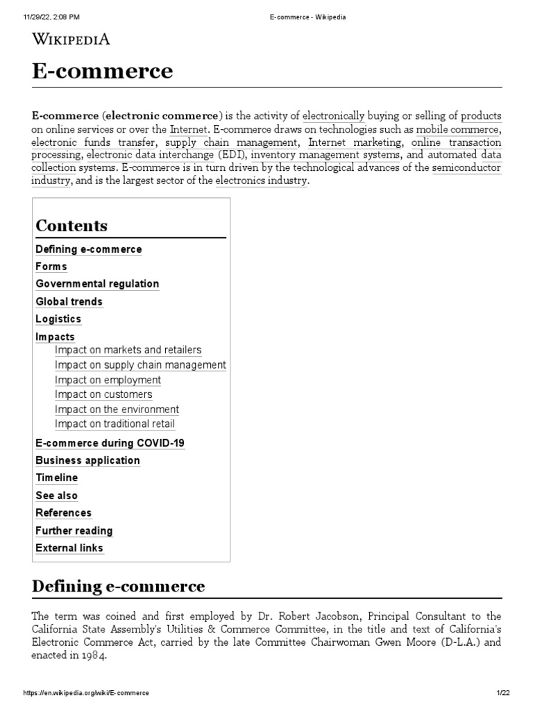 E-Commerce - Wikipedia | PDF | E Commerce | Retail