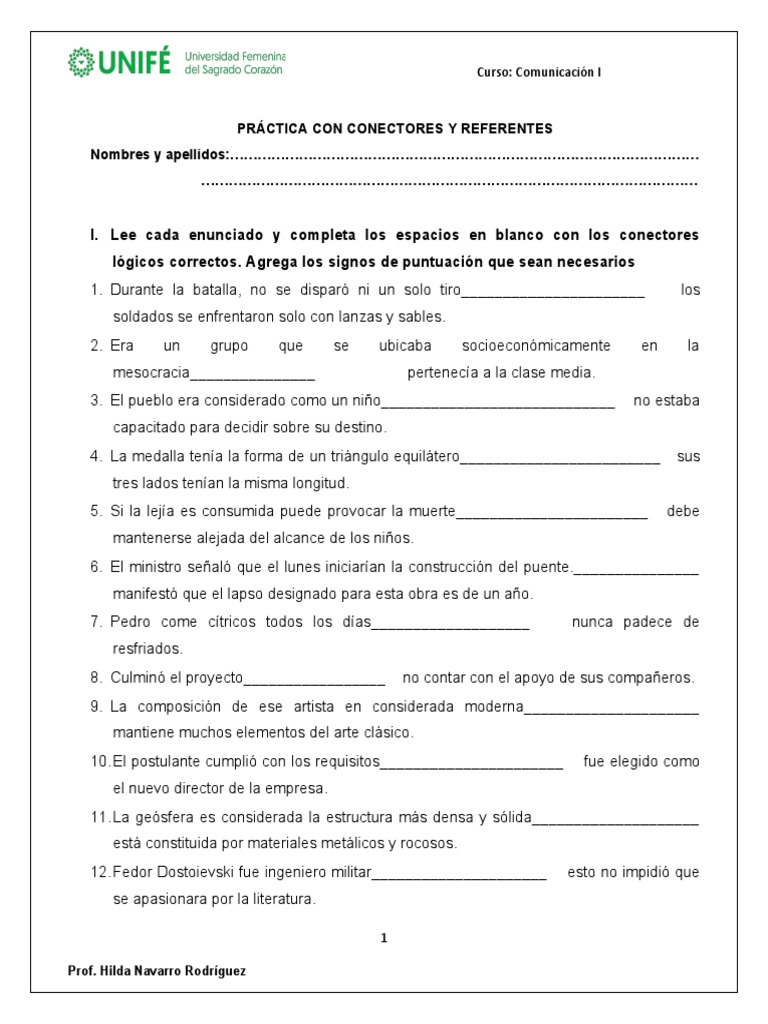Práctica de Conectores y Referentes | PDF