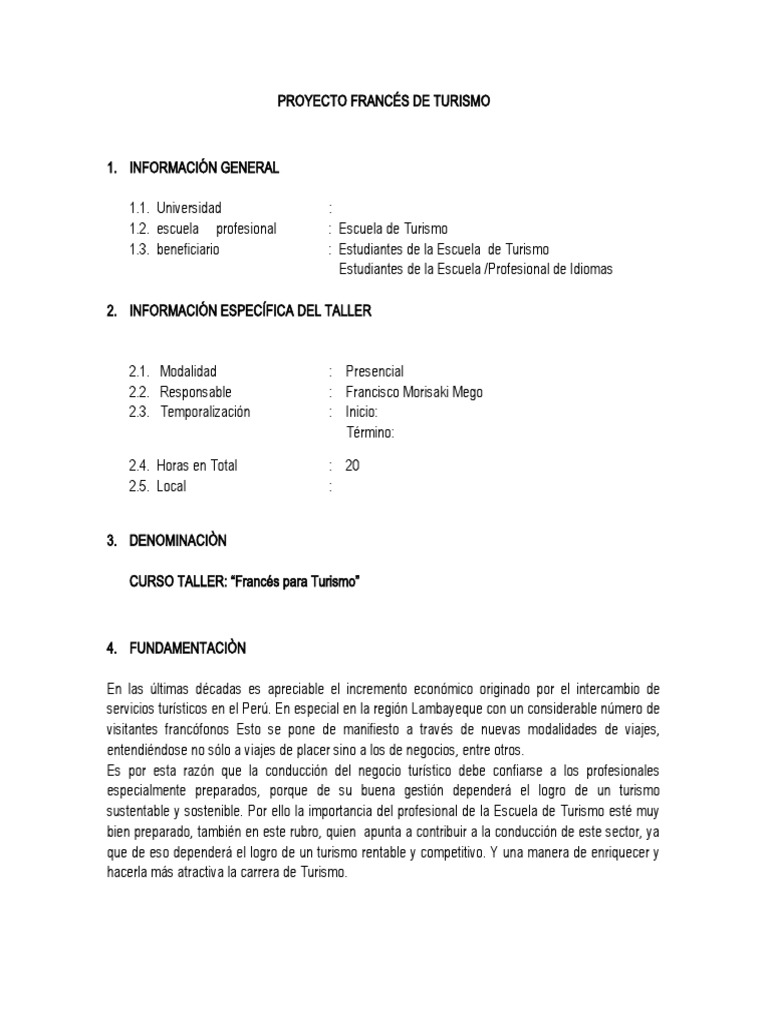 Proyecto Francés de Turismo | PDF | Turismo | Francia