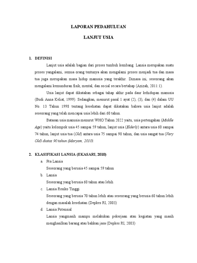 LP Lansia | PDF | Pengembangan Diri | Kesehatan Holistik