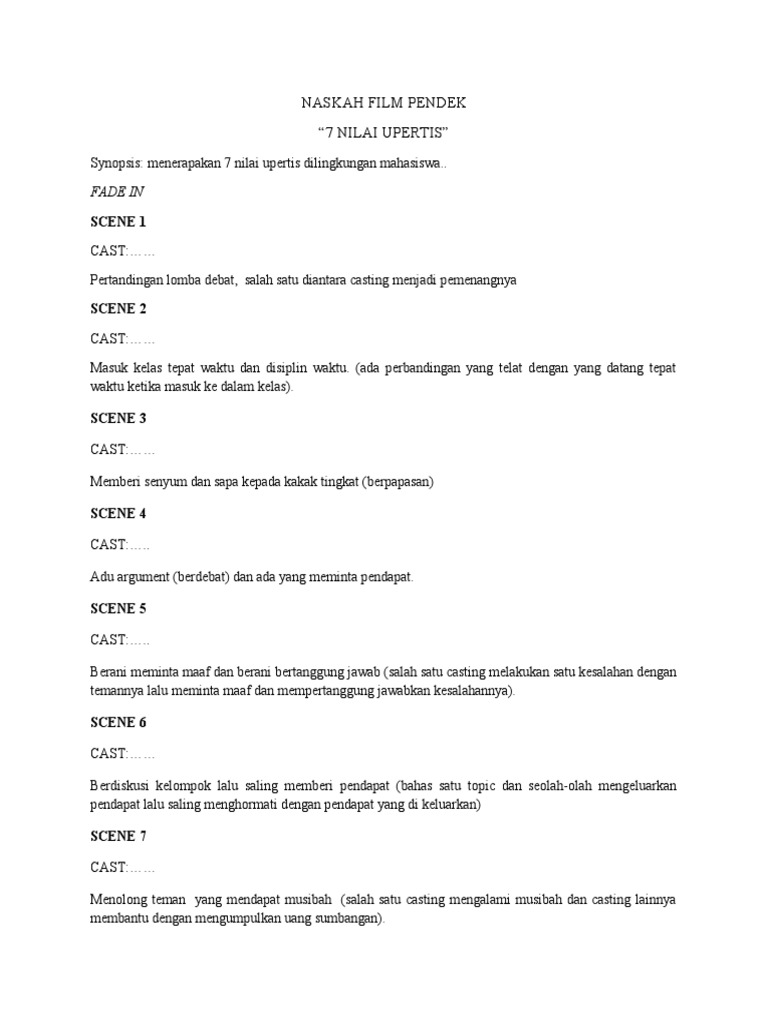 Naskah Film Pendek | PDF | Game & Aktivitas | Seni