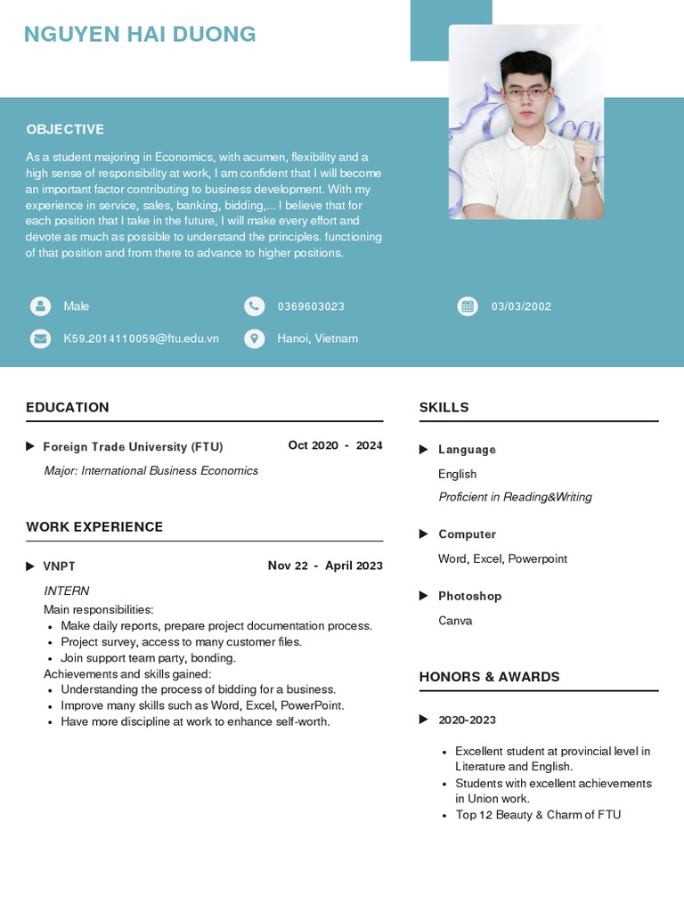 Nguyen Hai Duong - CV | PDF | Psychology | Cognition