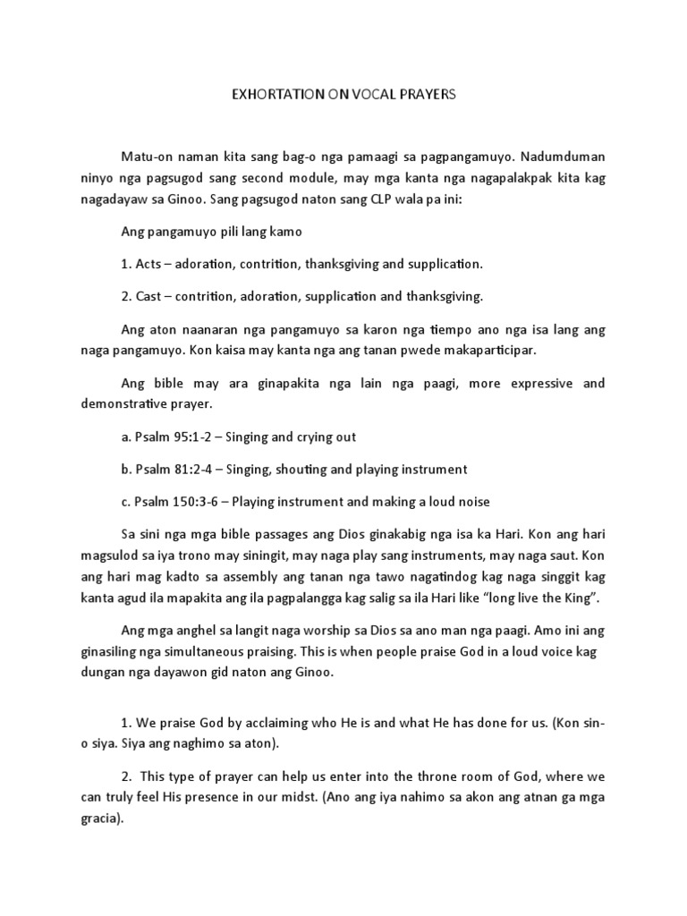 Exhortation On Vocal Prayers | PDF
