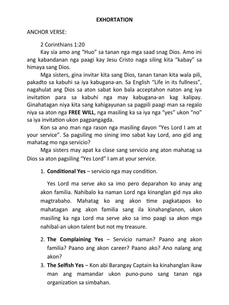 EXHORTATION | PDF