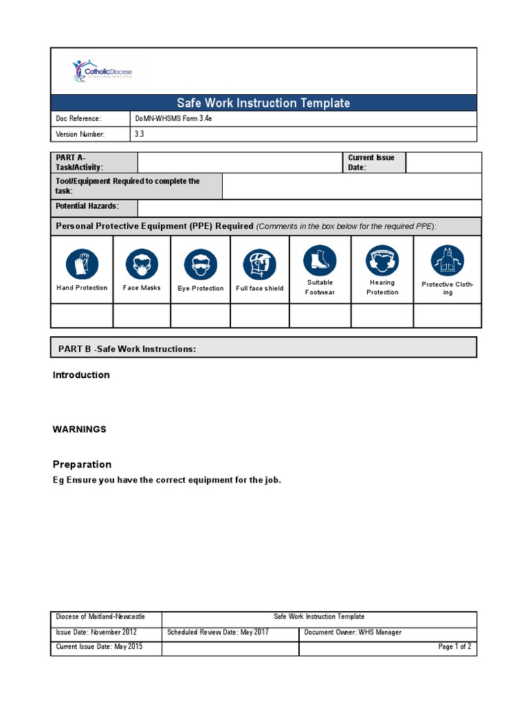 Safe Work Instruction Template Guide | PDF | Art | Computers