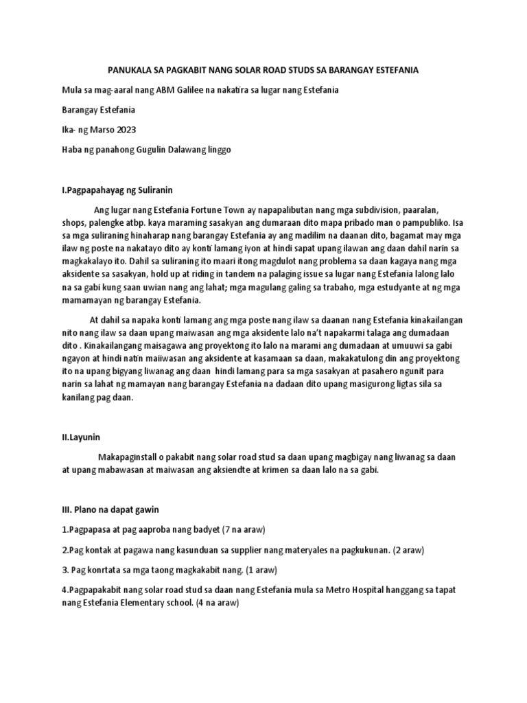 Panukalang Proyekto | PDF