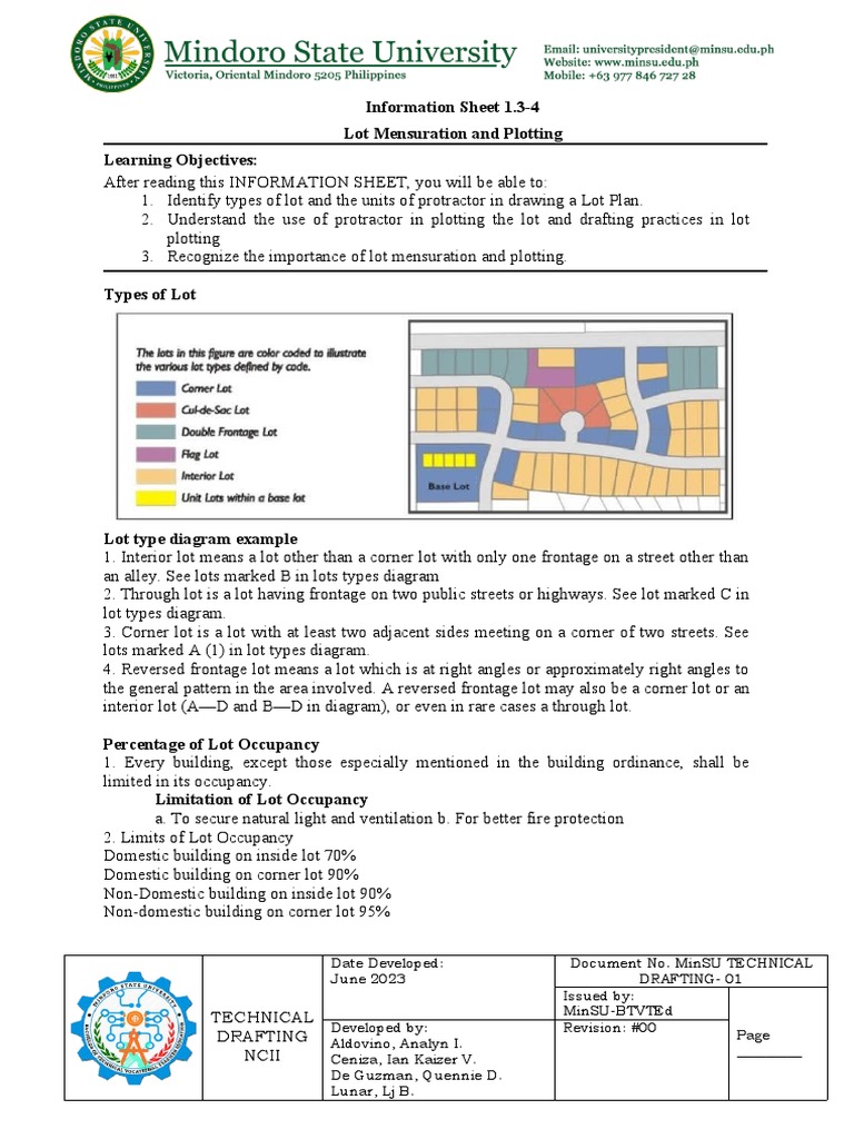 LOT MENSURATION AND PLOTTING | PDF | Angle