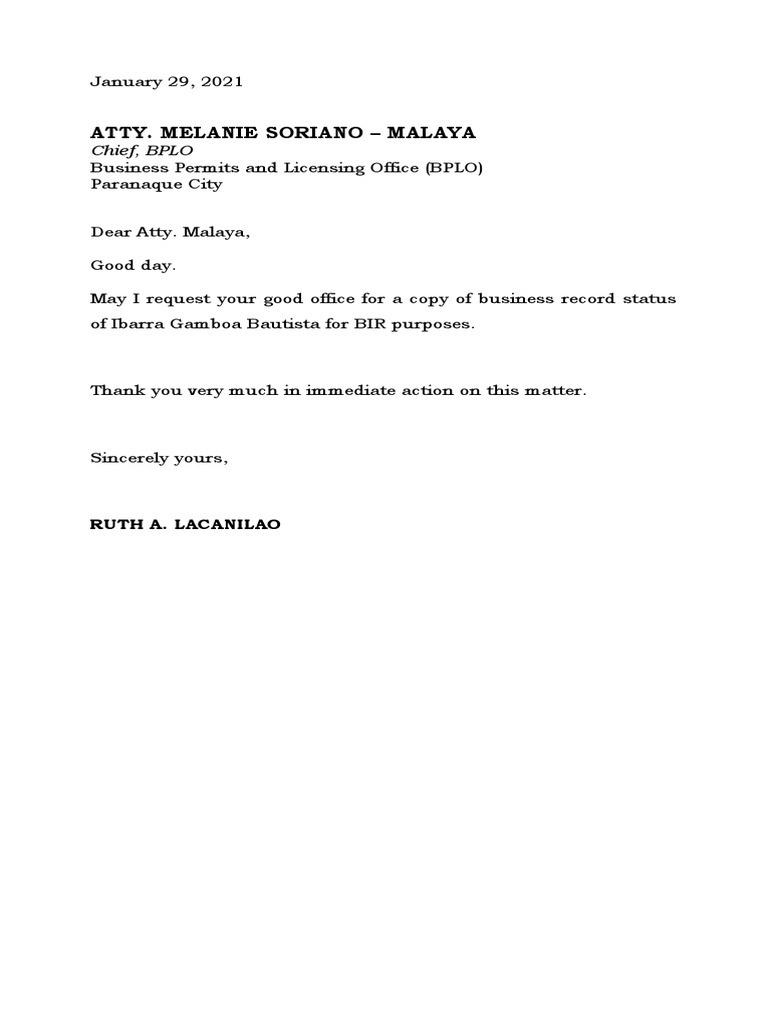 Request Letter 1 | PDF