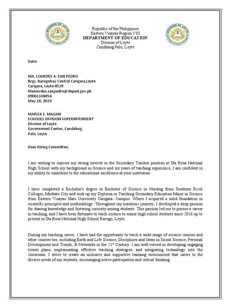 Letter of Application | PDF