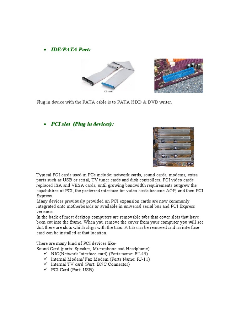 PATA and PCI Slot Device Overview | PDF