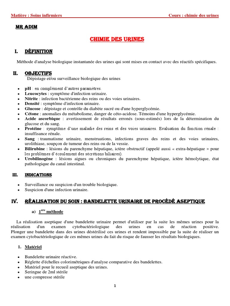 Chimie Des Urines | PDF